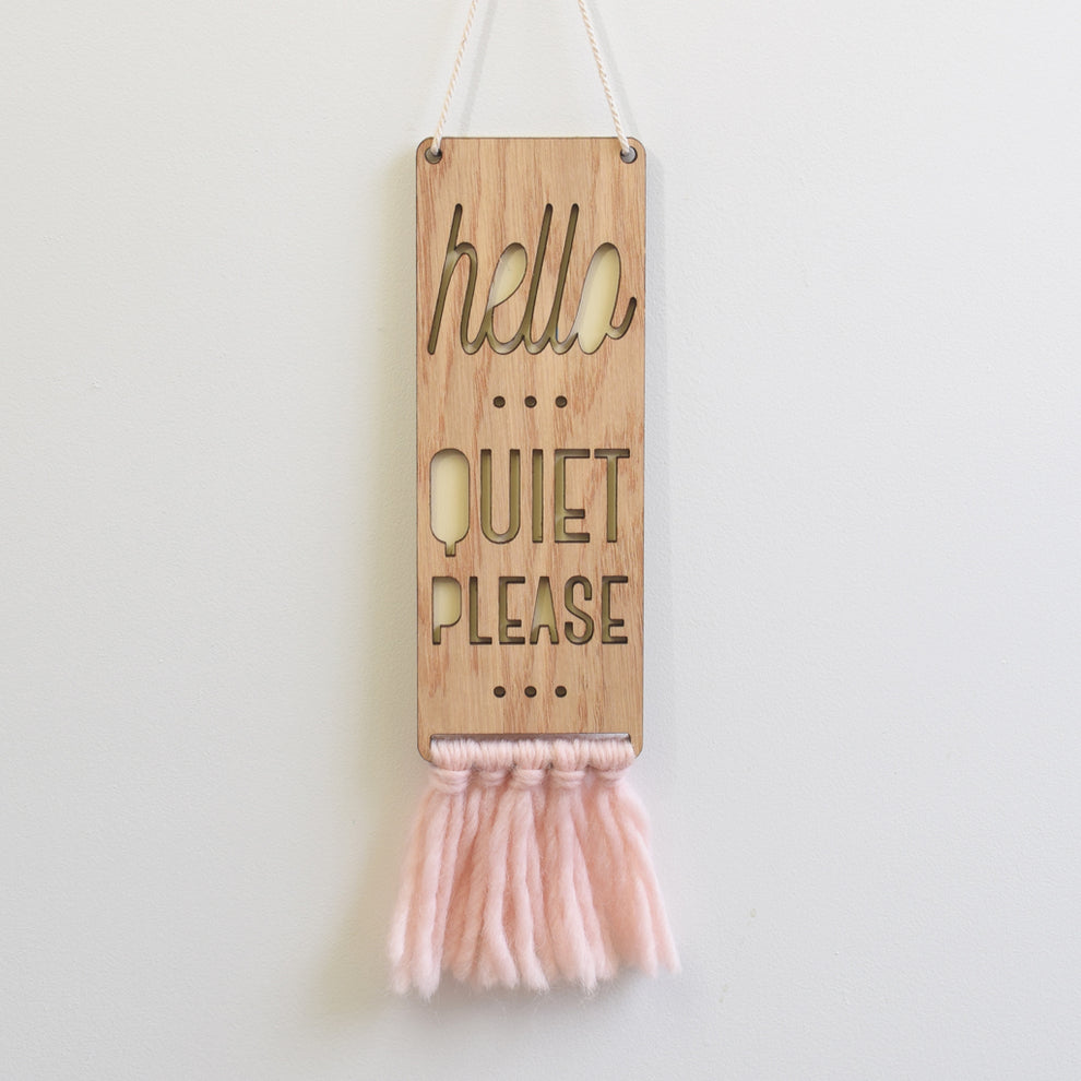 wood & wool door sign - quiet please | Tree by Kerri Lee